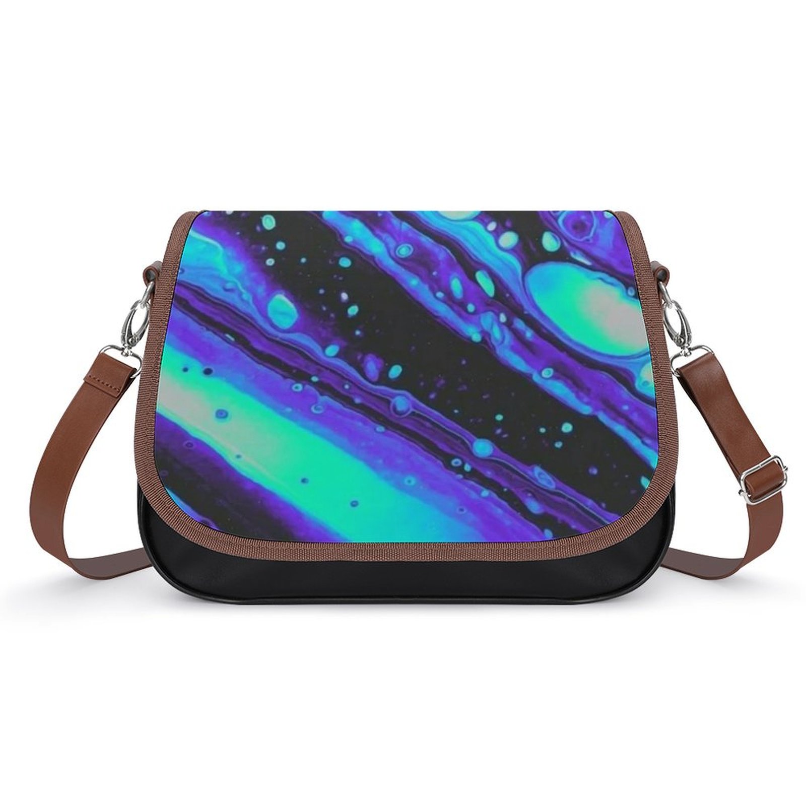 Blue Abstract Watercolor Swirls Pu Leather Shoulder Bag Essential For ...