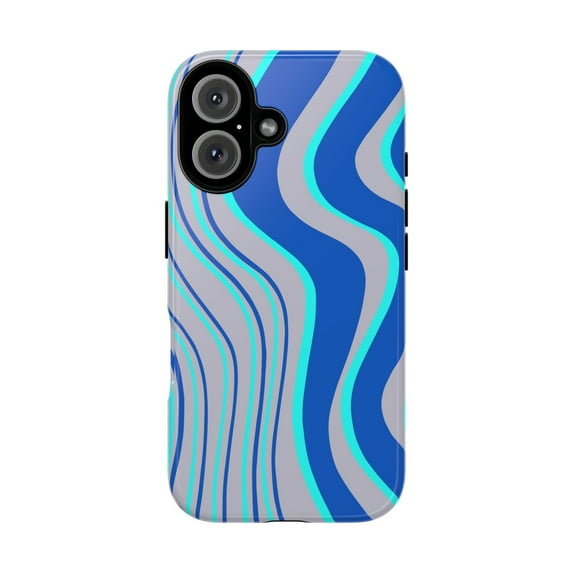 Blue Abstract Wave Artistic Modern Phone Case 17 16 15 14 13 12 11 Pro ...