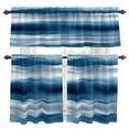 Blue Abstract Wave Kitchen Curtains Valance and Tier Set Watercolor ...