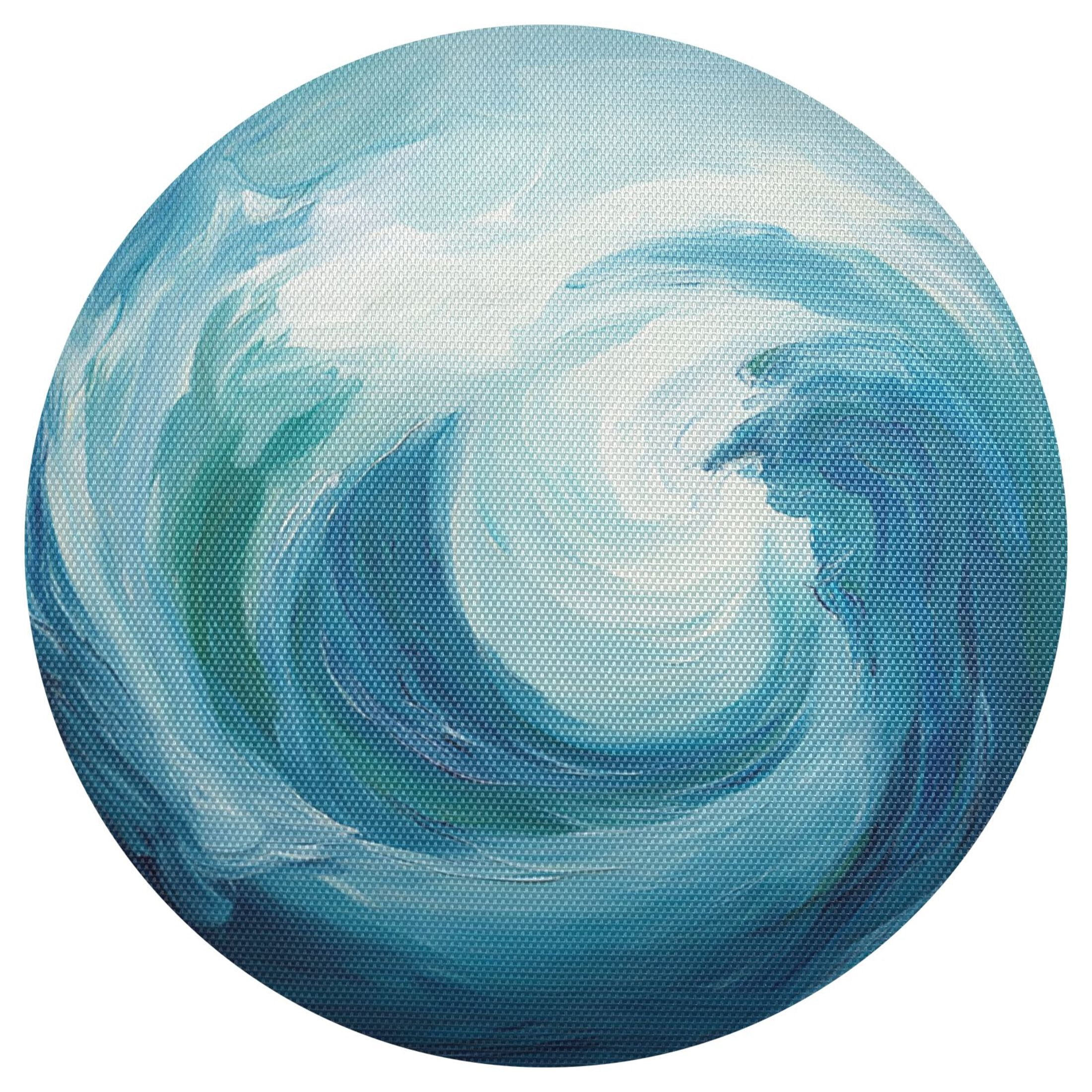 Blue Abstract Waves 4-Piece 15.4in Heat-Proof PVC Plate Mats, Easy Cut ...