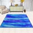 Blue Abstract Waves 63''x48'' Plush Memory Foam Bath Mat, Soft ...