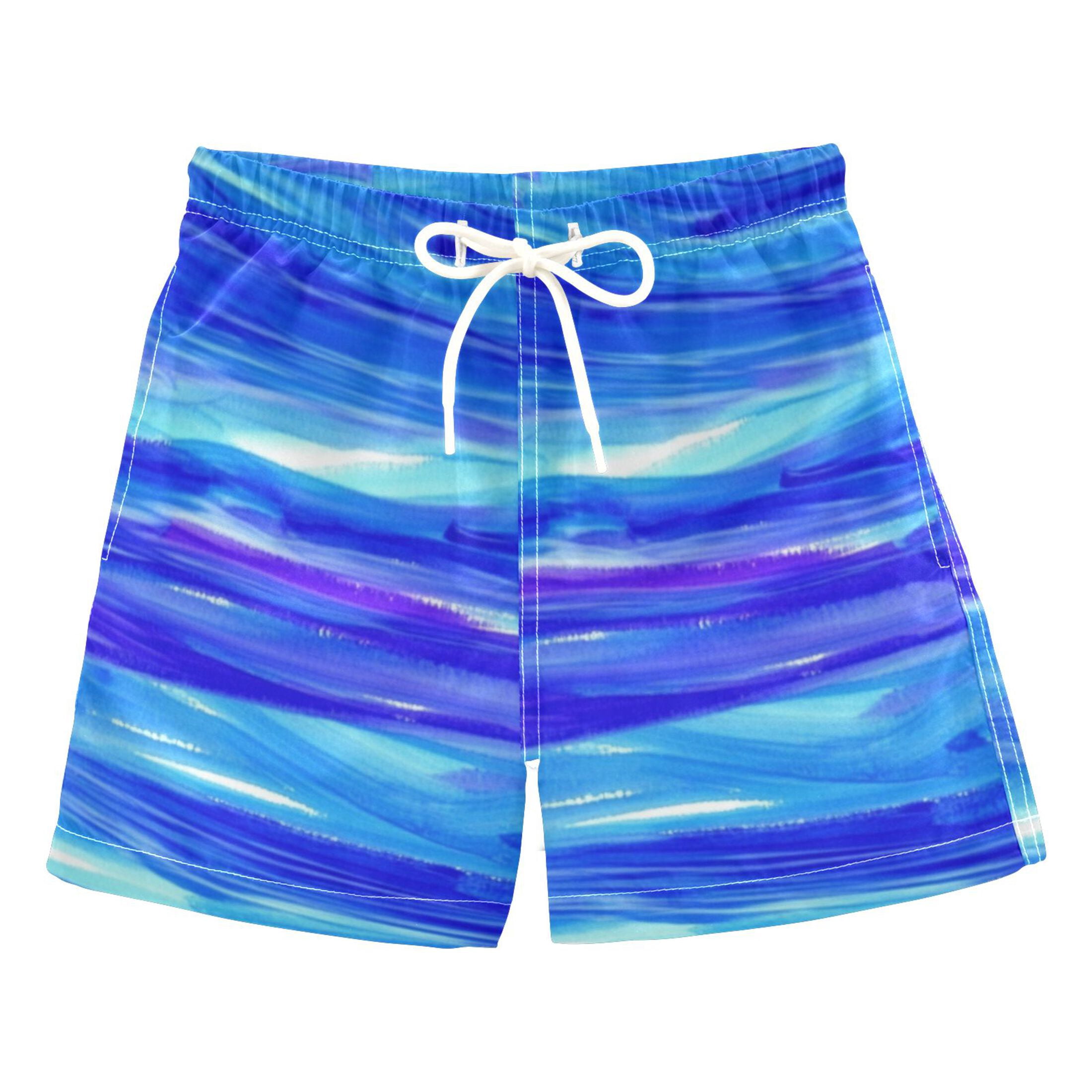Blue Abstract Waves Swim Trunks Quick Dry Beach Pool Board Shorts ...