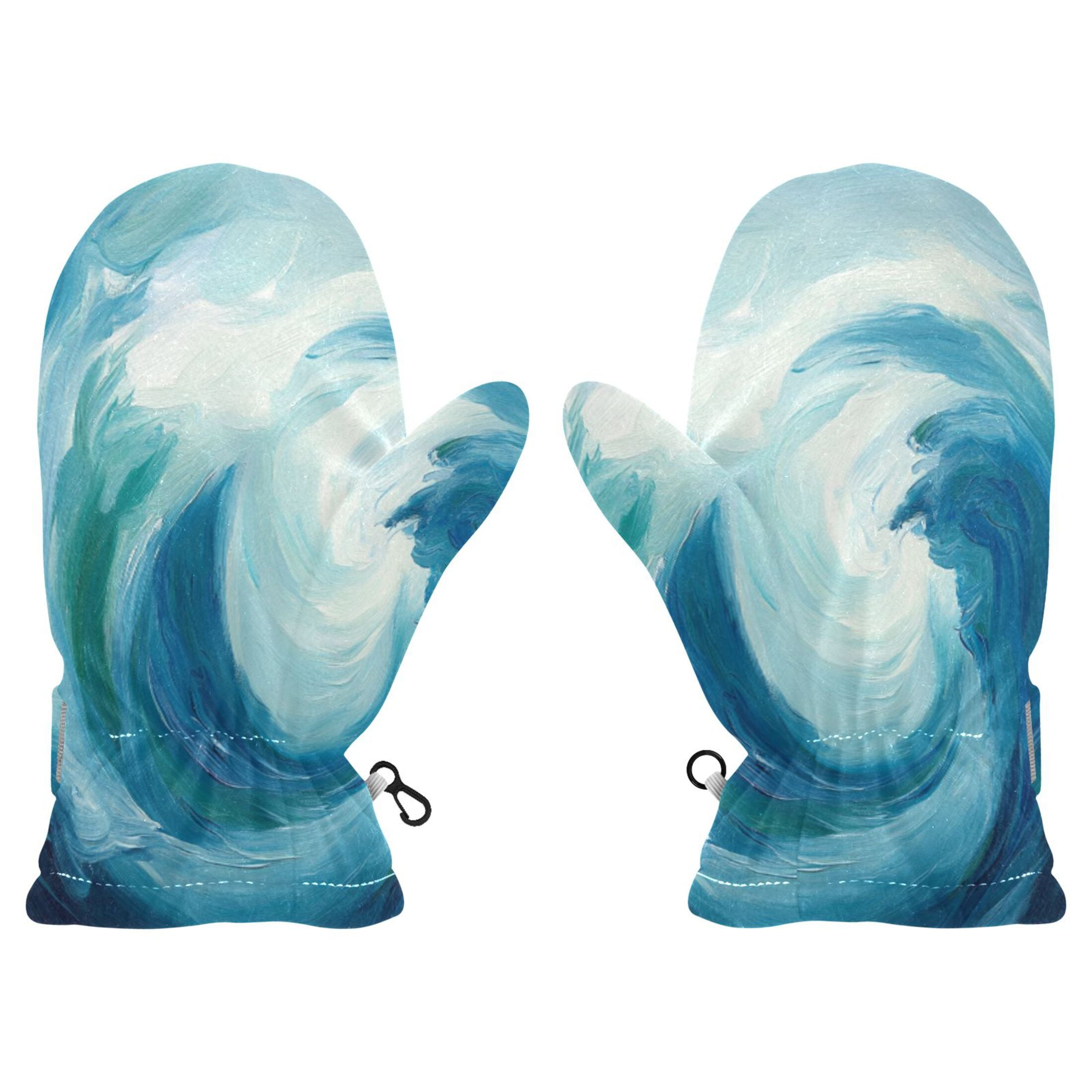 Blue Abstract Waves Witch Cauldron Pattern Cold Weather Mittens Cozy ...
