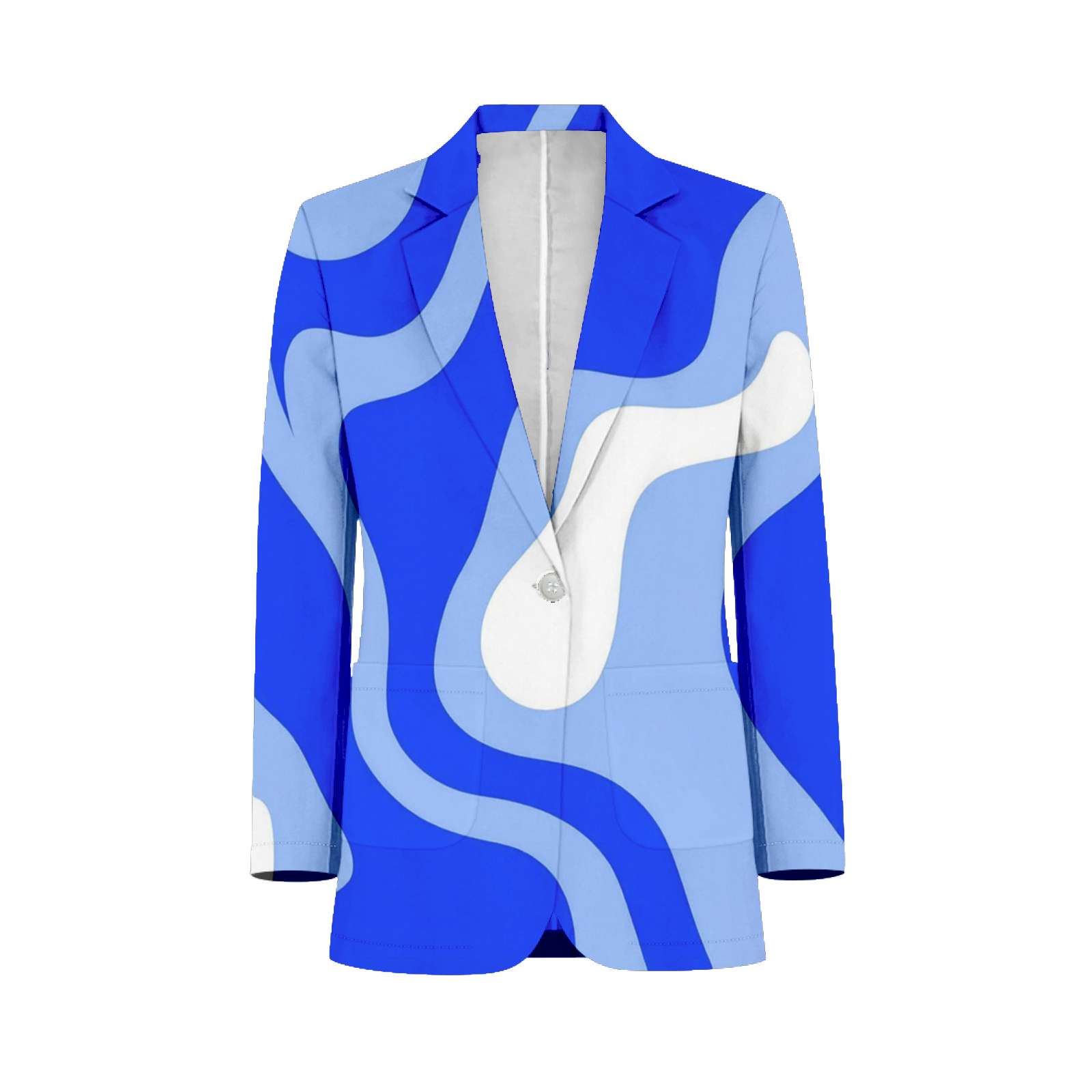 Blue Abstract Wavy Paper Art Men's Suit Blazer Casual Party Wear Slim ...