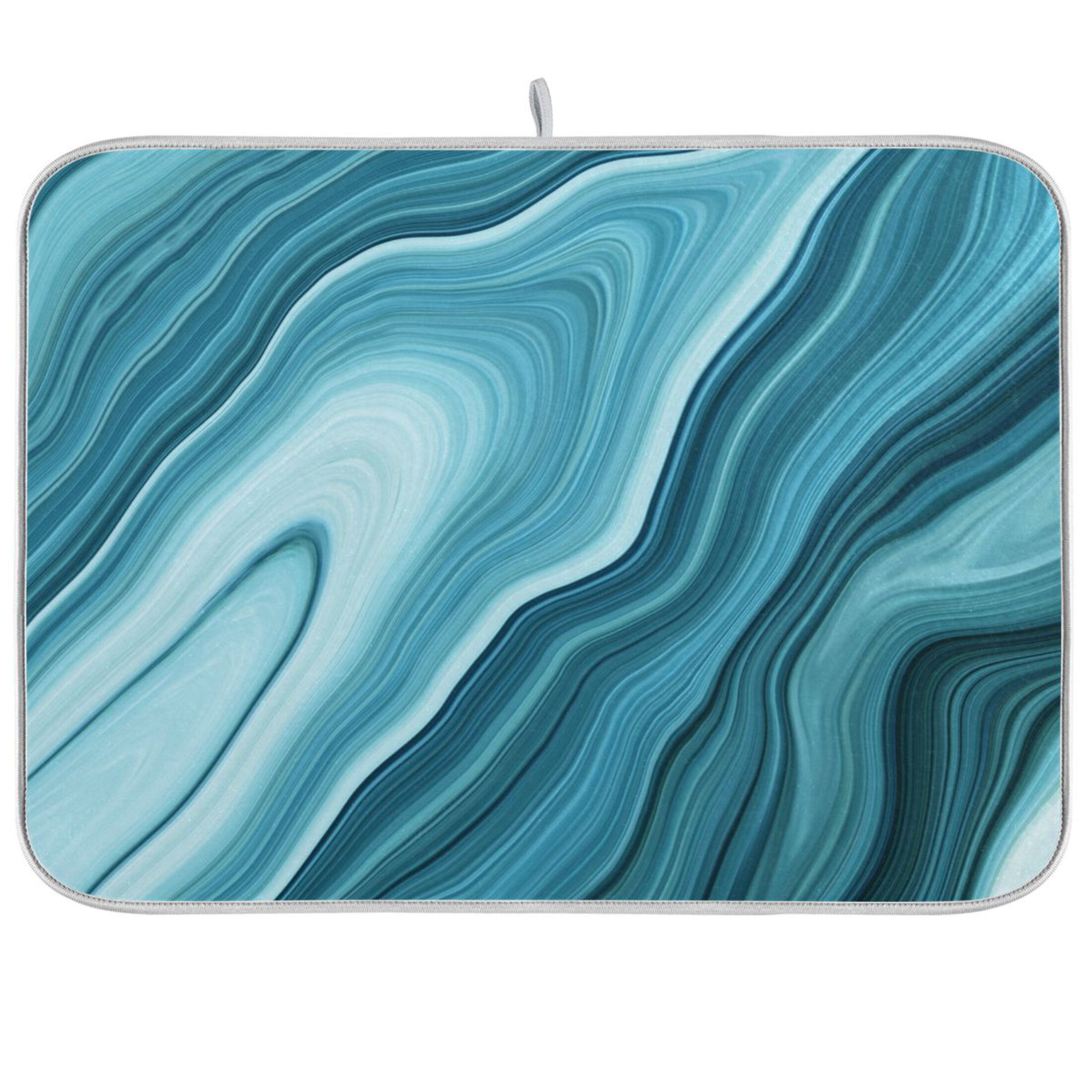 Blue Abstract in Marble Dish Drying Mat Microfiber Kitchen Mats Large ...