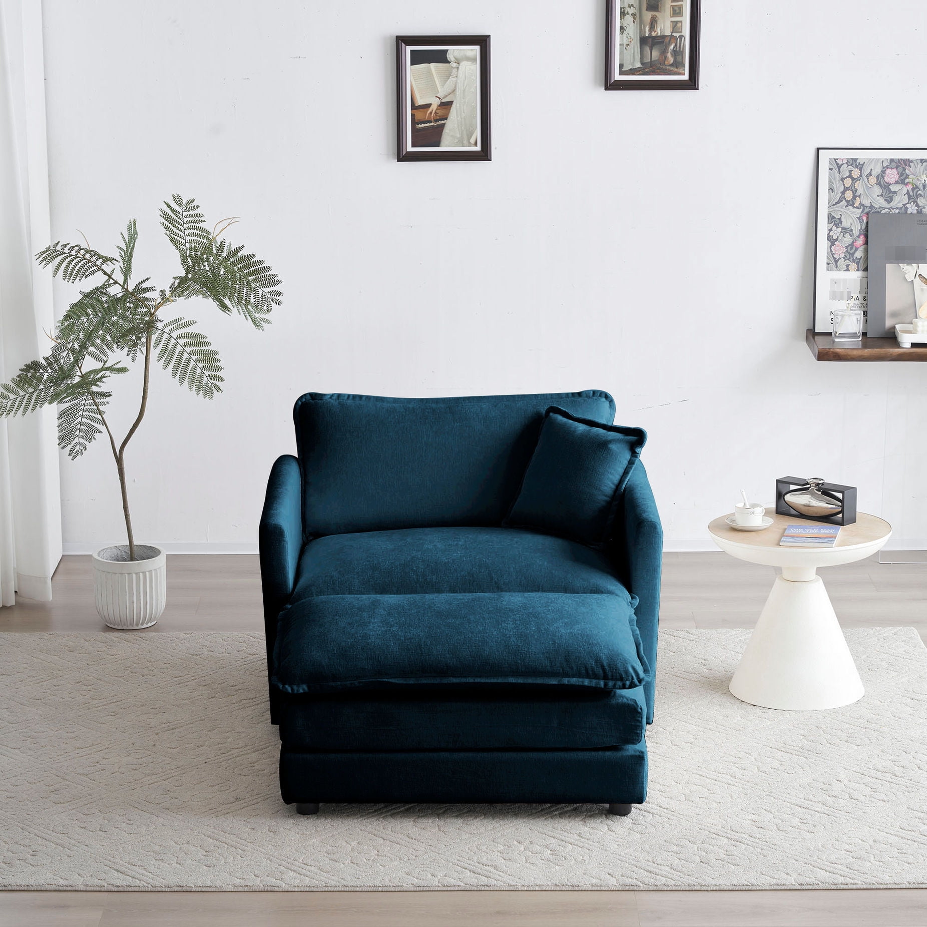 Blue Accent Chair with Ottoman | Supportive Body Shape | Relaxing After ...