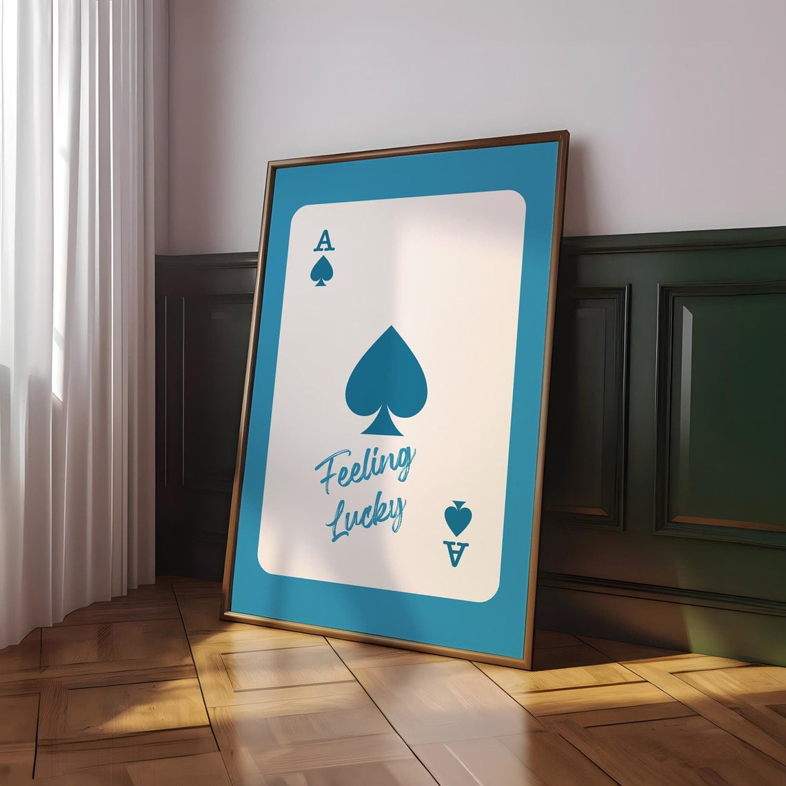 Blue Ace Of Spades Print: Retro Poker Room Wall Art #4138, Unframed ...