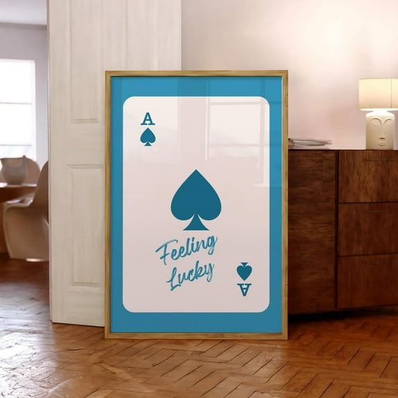 Blue Ace Of Spades : Retro Poker Room Wall Art #4169, Unframed Poster ...