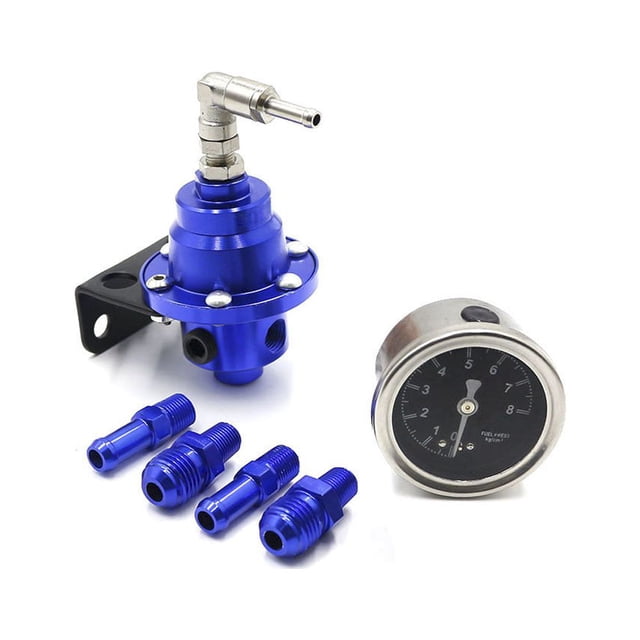 Blue-Adjustable Aluminum Fuel Pressure Gauge Kit, Fuel Supply System ...