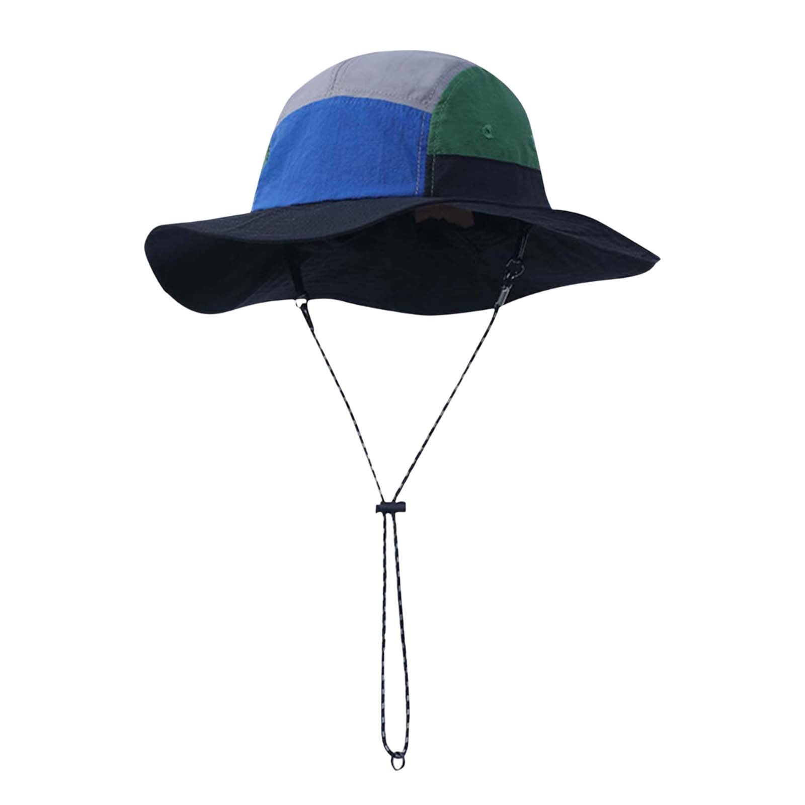 Blue Adjustable Color Block Polyester Bucket Hat For Men And Women In ...