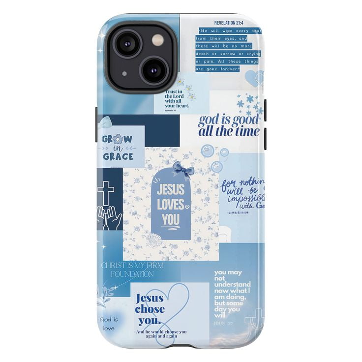 Blue Aesthetic Christian Bible Verse Phone Case for iPhone 17 16 15 14 ...