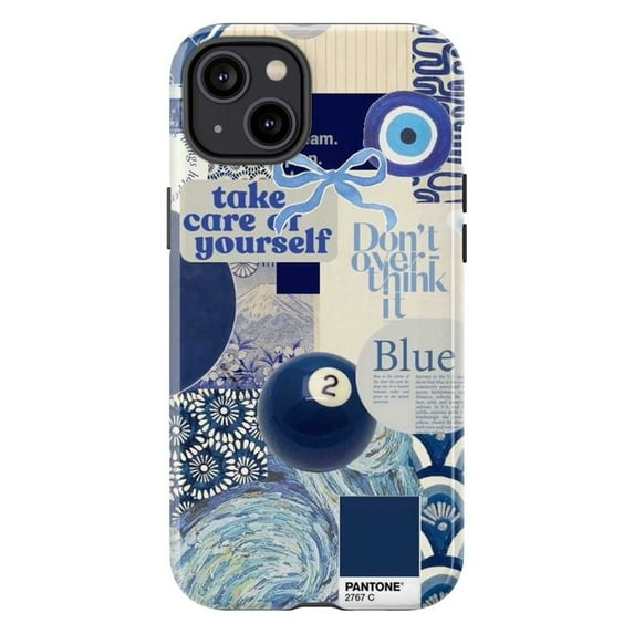 Blue Aesthetic Collage Phone Case, Motivational iPhone Cover, Modern ...