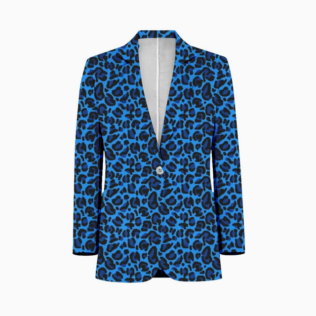 Blue Aesthetic Leopard Print Mens Suits Shawl Collar Slim Fit Suit Mens ...