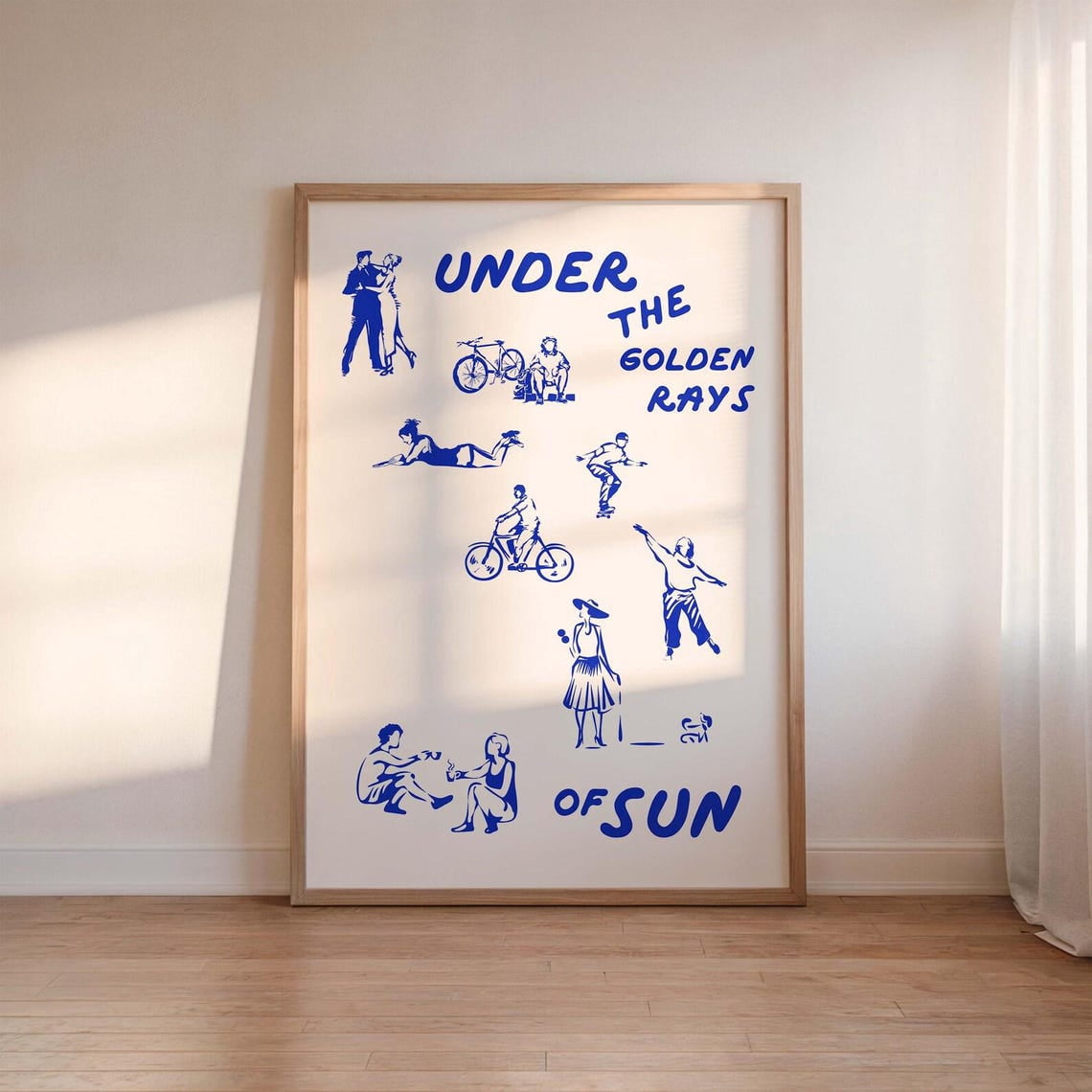 Blue Aesthetic Typography Hand Drawn Sketch Wall Art Unframed Paper ...