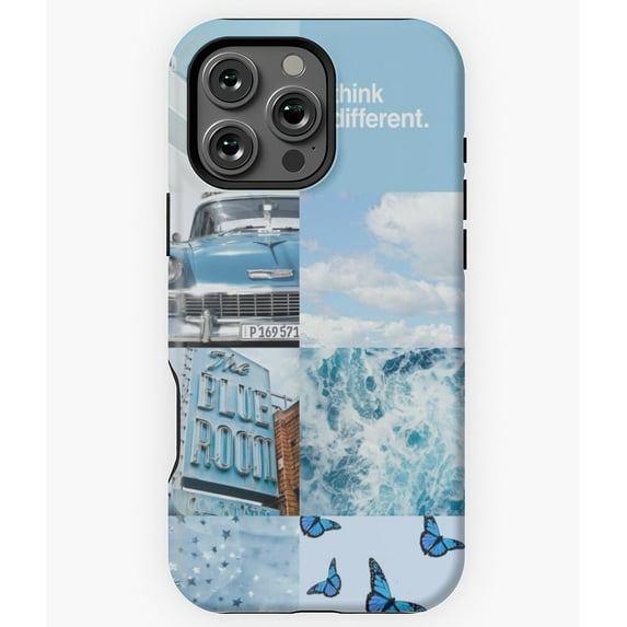 Blue Aesthetic VSCO Collage Design N7077 Phone Case for iPhone 17 16 15 ...