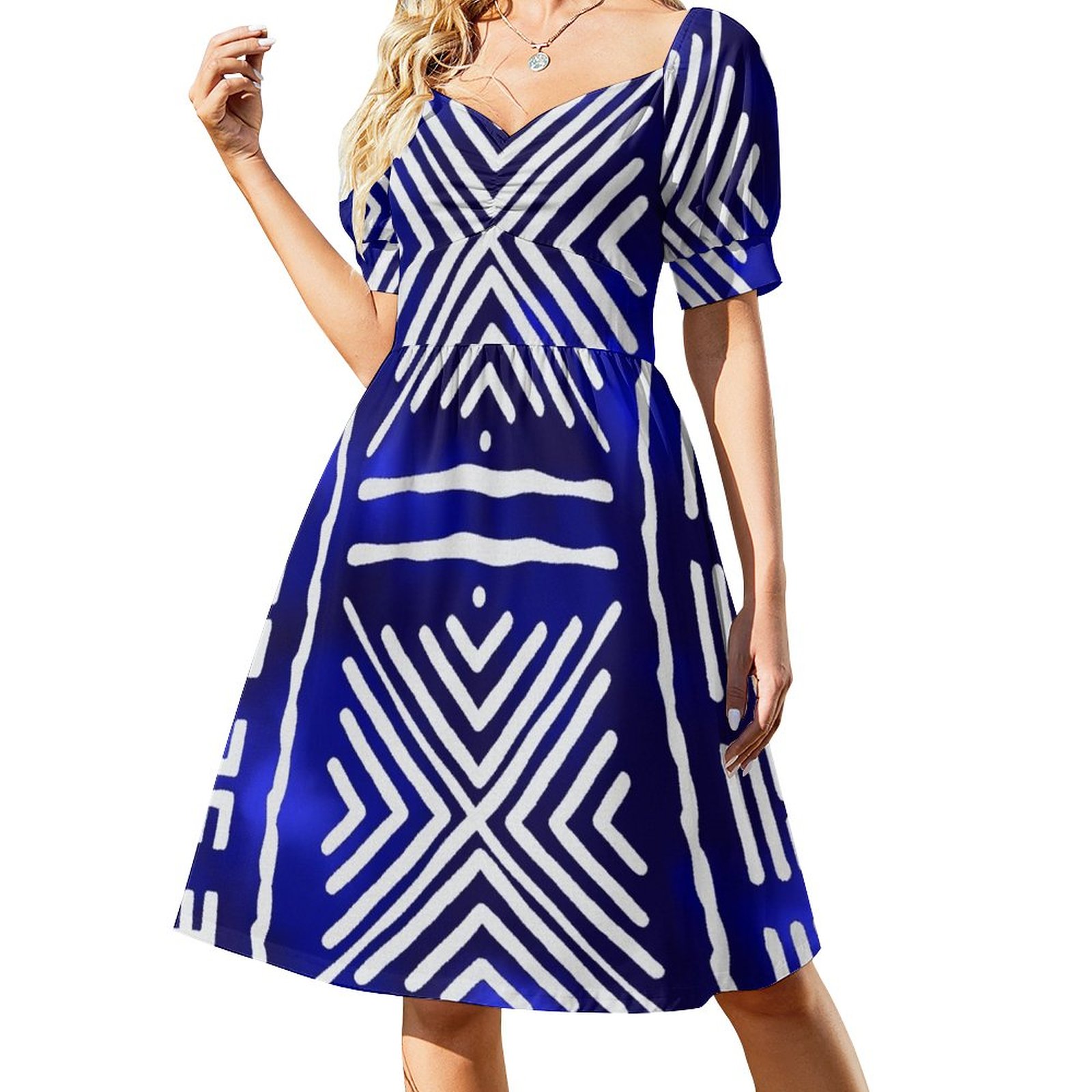 Blue African Mud Cloth Design Dress elegant chic women dresses ...