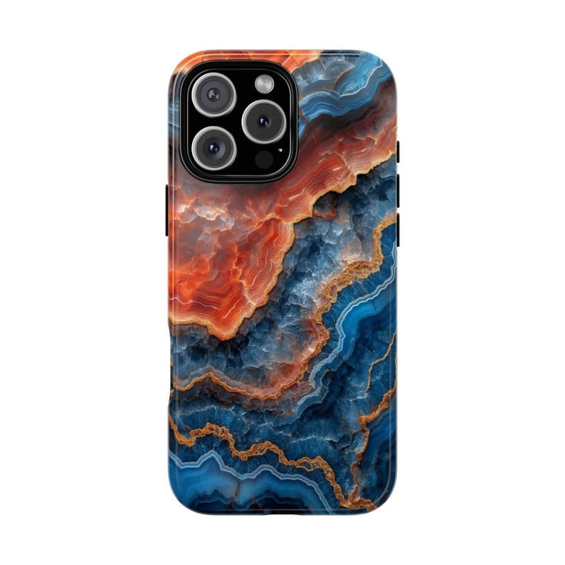 Blue Agate Amethyst Crystal Geode Rock Phone Case for iPhone 11 to 17 ...