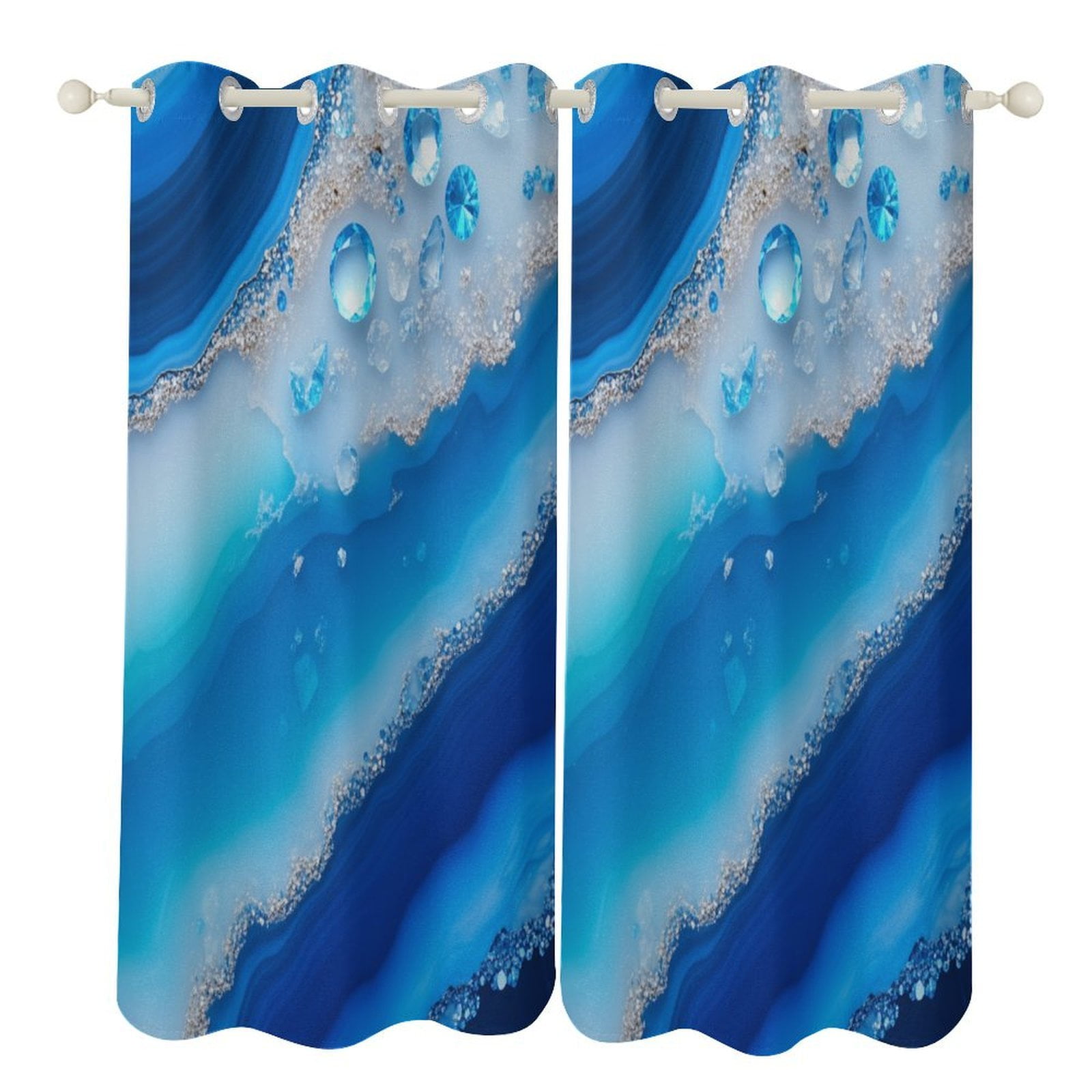 Blue Agate Gemstone Print-1 Blackout Curtains Window Drapes Room ...