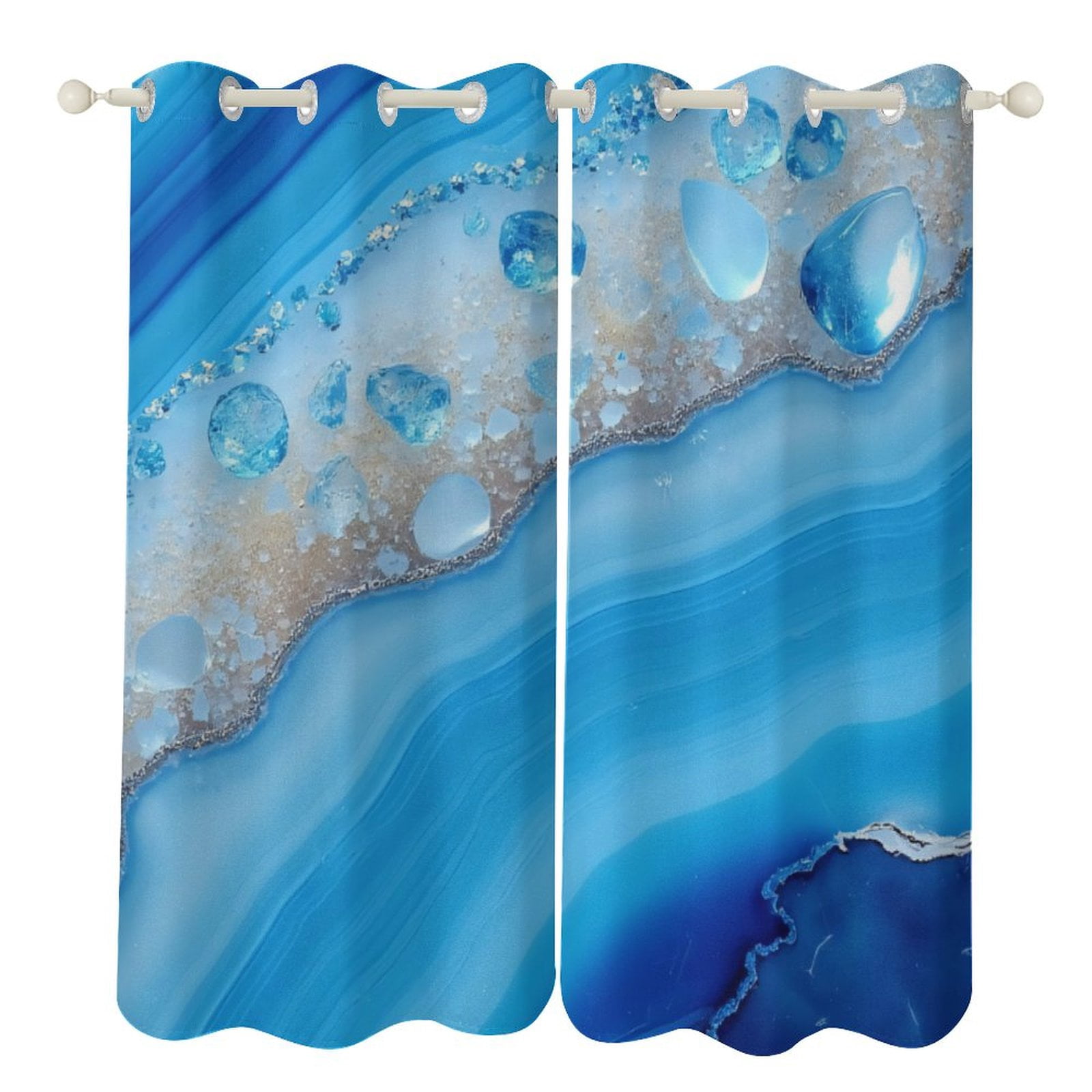 Blue Agate Gemstone Print 2 Panels 3D Printing Pattern Curtain for ...