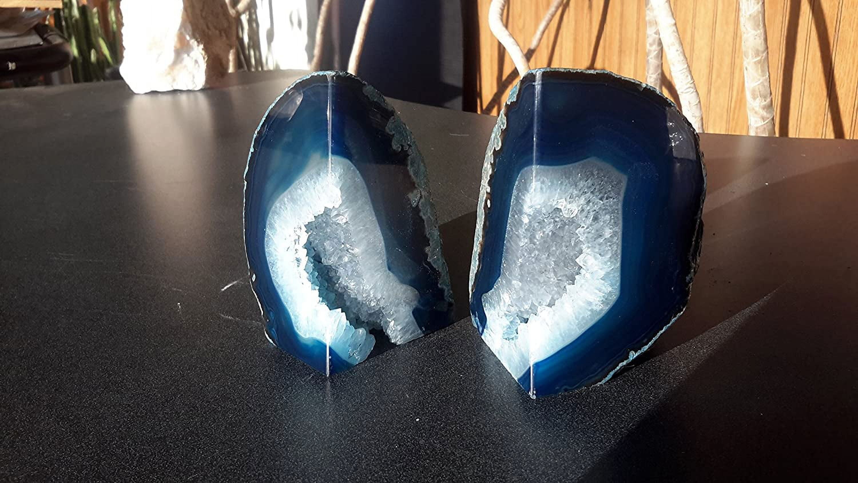 Blue Agate Geode Book Ends - Made from The Finest Grade Brazilian Agate ...
