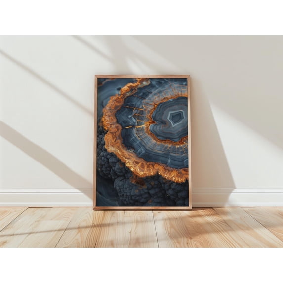 Blue Agate Geode Copper Metallic Modern Living Room Mineral Graphic ...