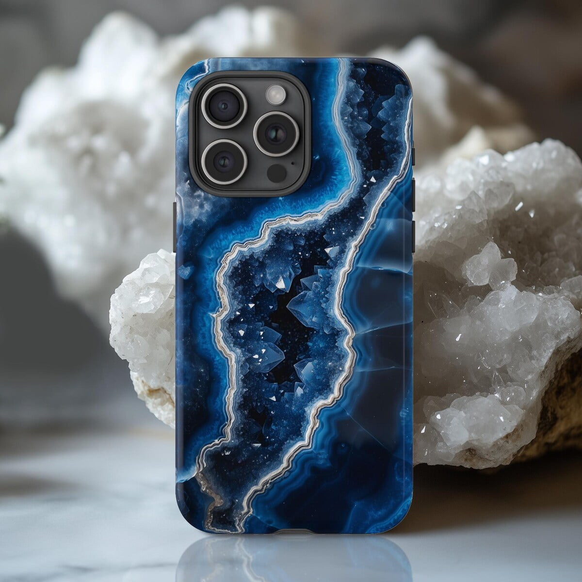 Blue Agate Geode Gem Mineral Rock Lover Case with iPhone 17 to 11 Pro ...