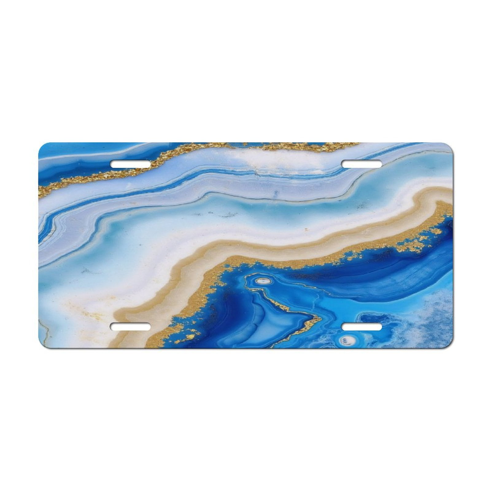 Blue Agate Gold Vein Art-1 Car Decorative Front License Plate,Vanity ...