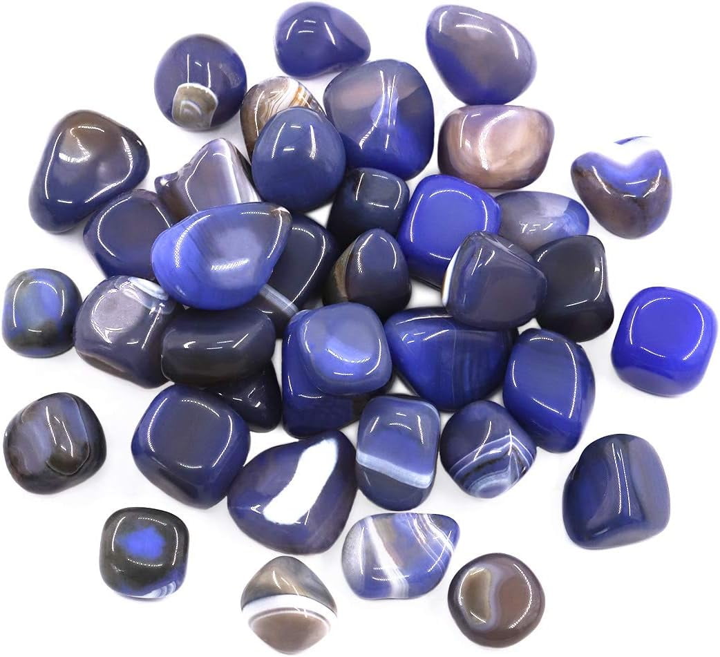 Blue Agate Stone Tumbled Stones for Plants Cacti & Succulents Bedding ...