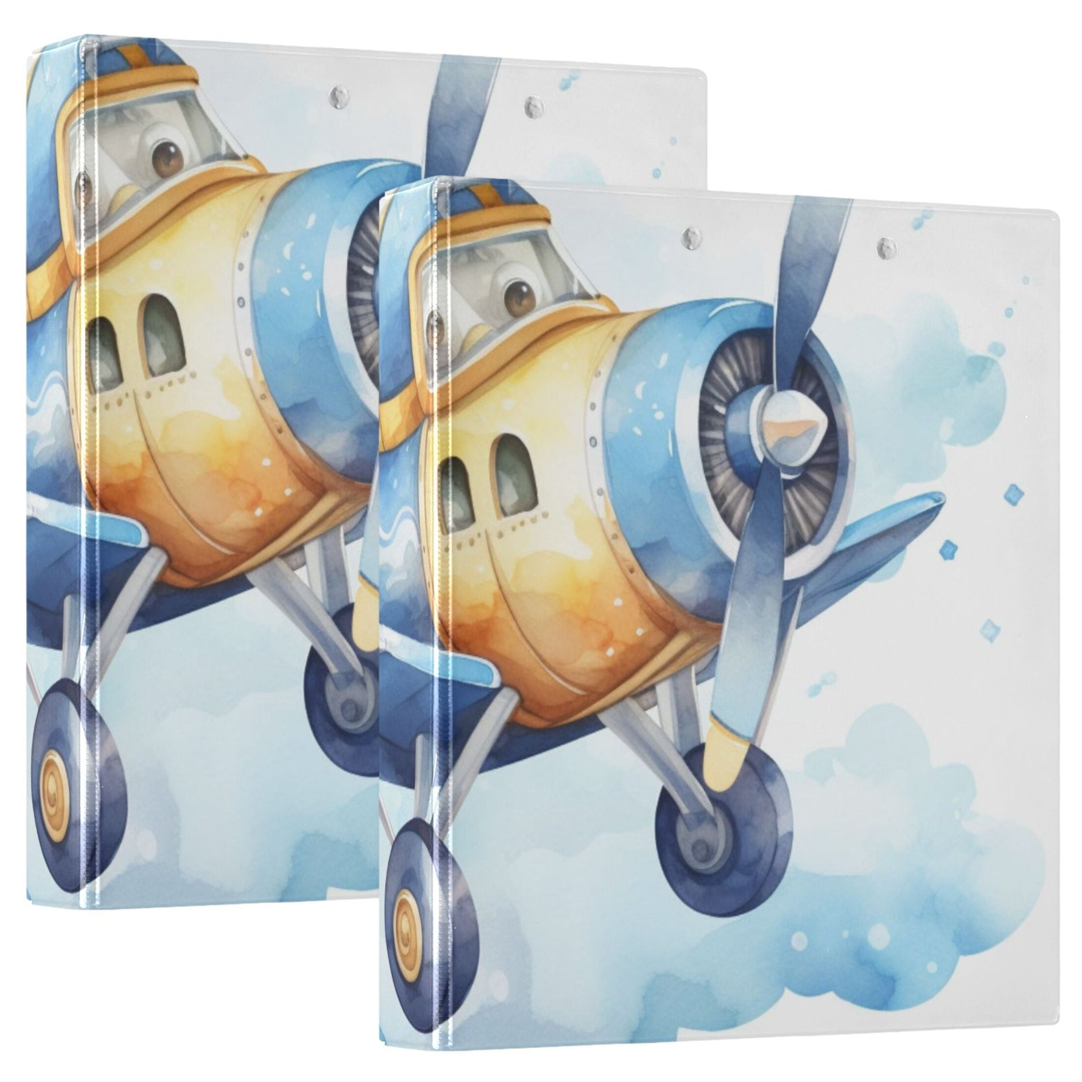 Blue Aircraft Airplane Clouds 3 Ring Binders 1.5 inch Hardcover File ...