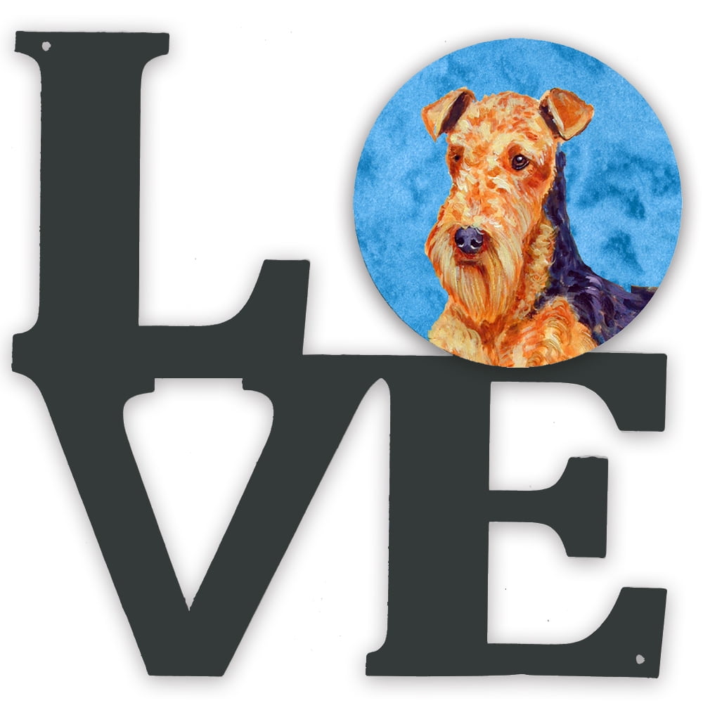 Blue Airedale Metal Wall Artwork LOVE - Walmart.com