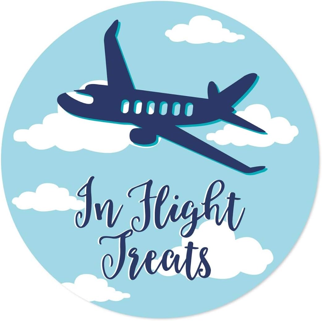 Blue Airplane Clouds Birthday Party Collection, Round Circle Label ...