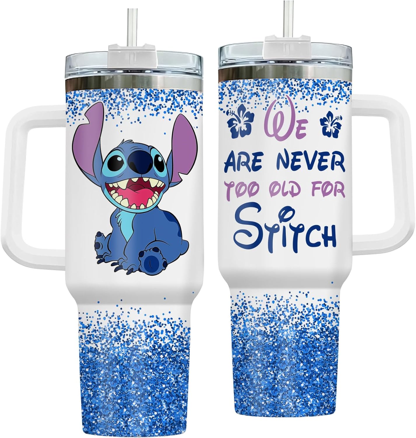 Blue Alien 40 Oz Tumbler With Lid Stainless Steel, Cute Cartoon Movie ...