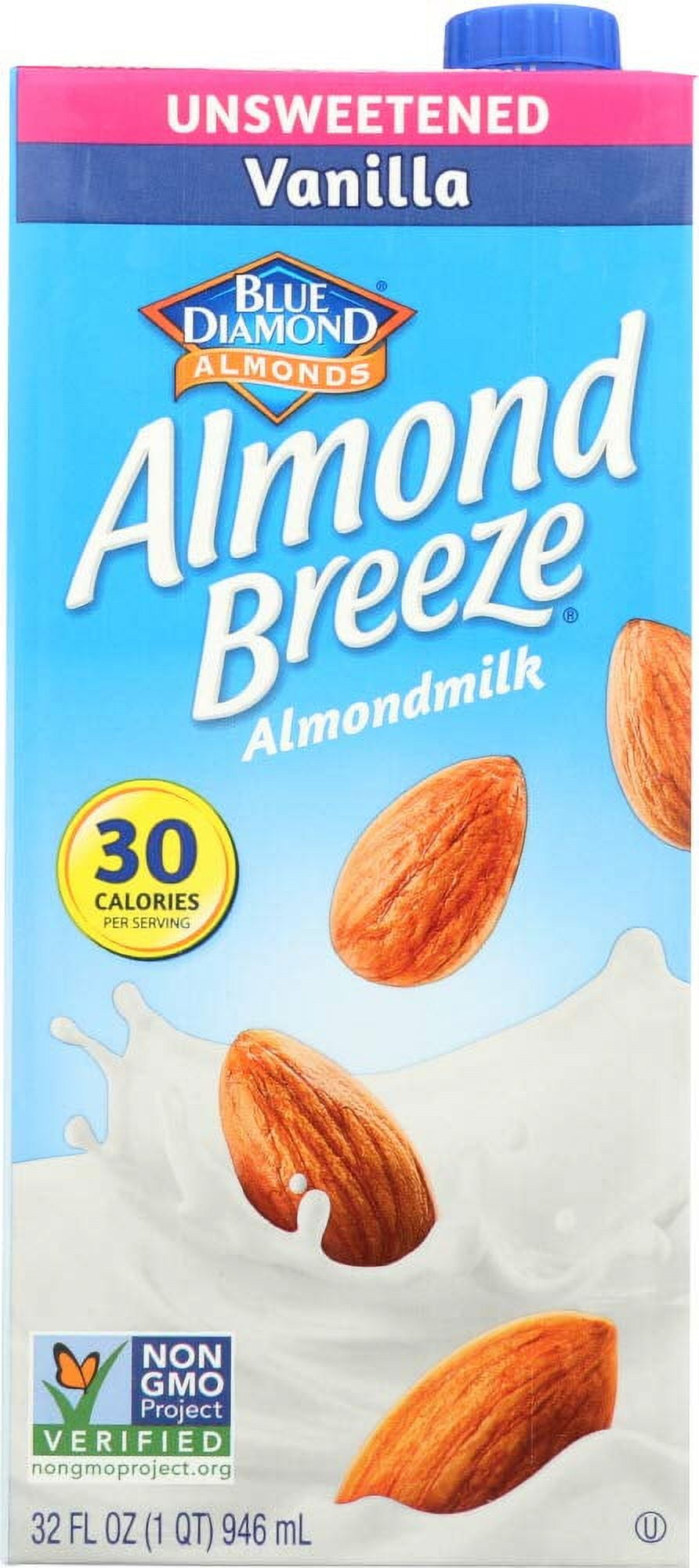 Blue Almond Breeze Unsweetened Almond Milk, Vanilla 32 fl oz (Pack of 3) - Walmart.com
