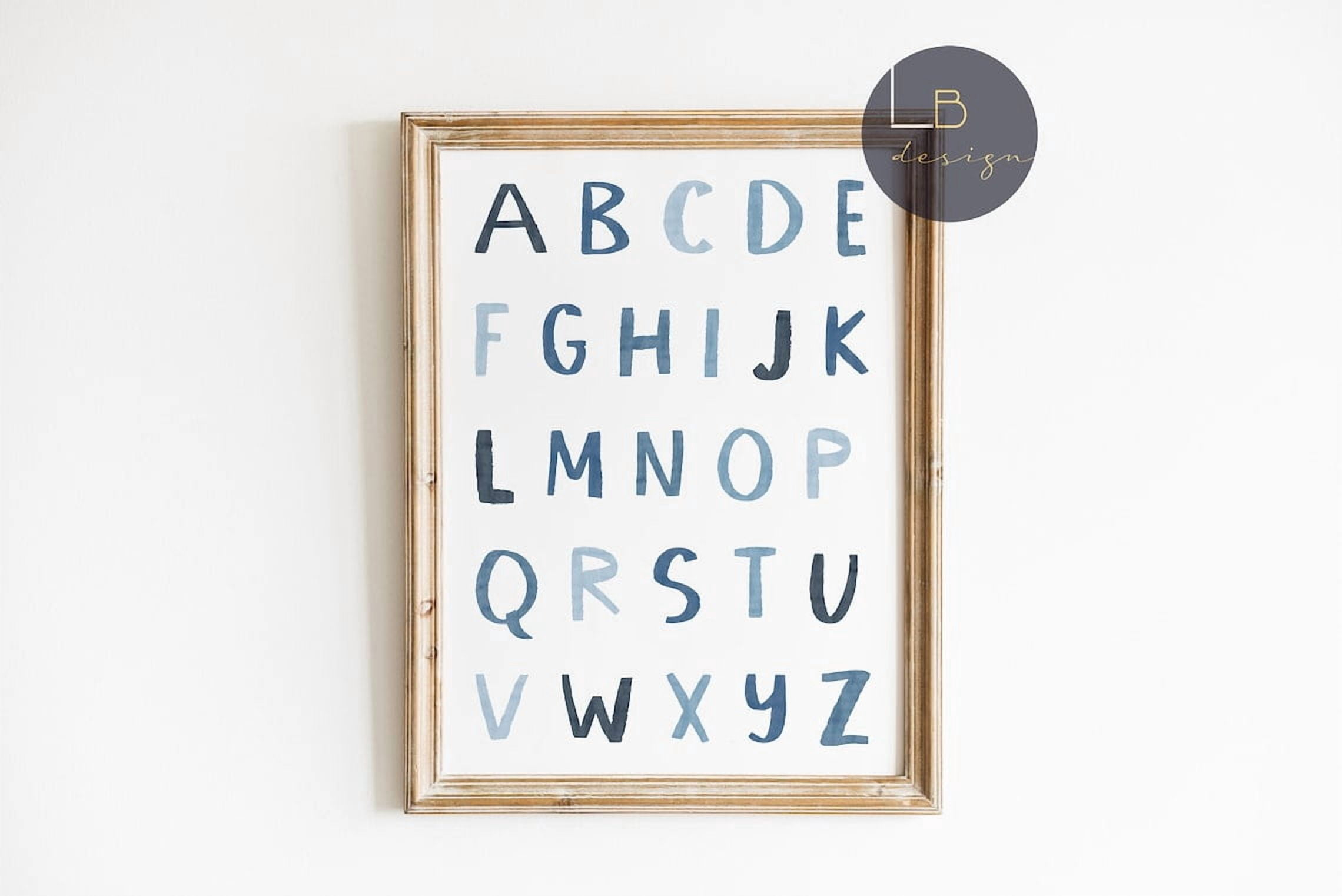 Blue Alphabet Nursery Wall Art Print, Unframed Paper Poster 16x20in ...