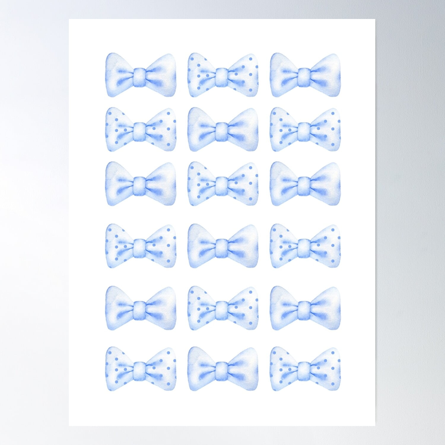 Blue Alternating Bows Poster Wall Art, Modern Wall Decor, 12x18 ...
