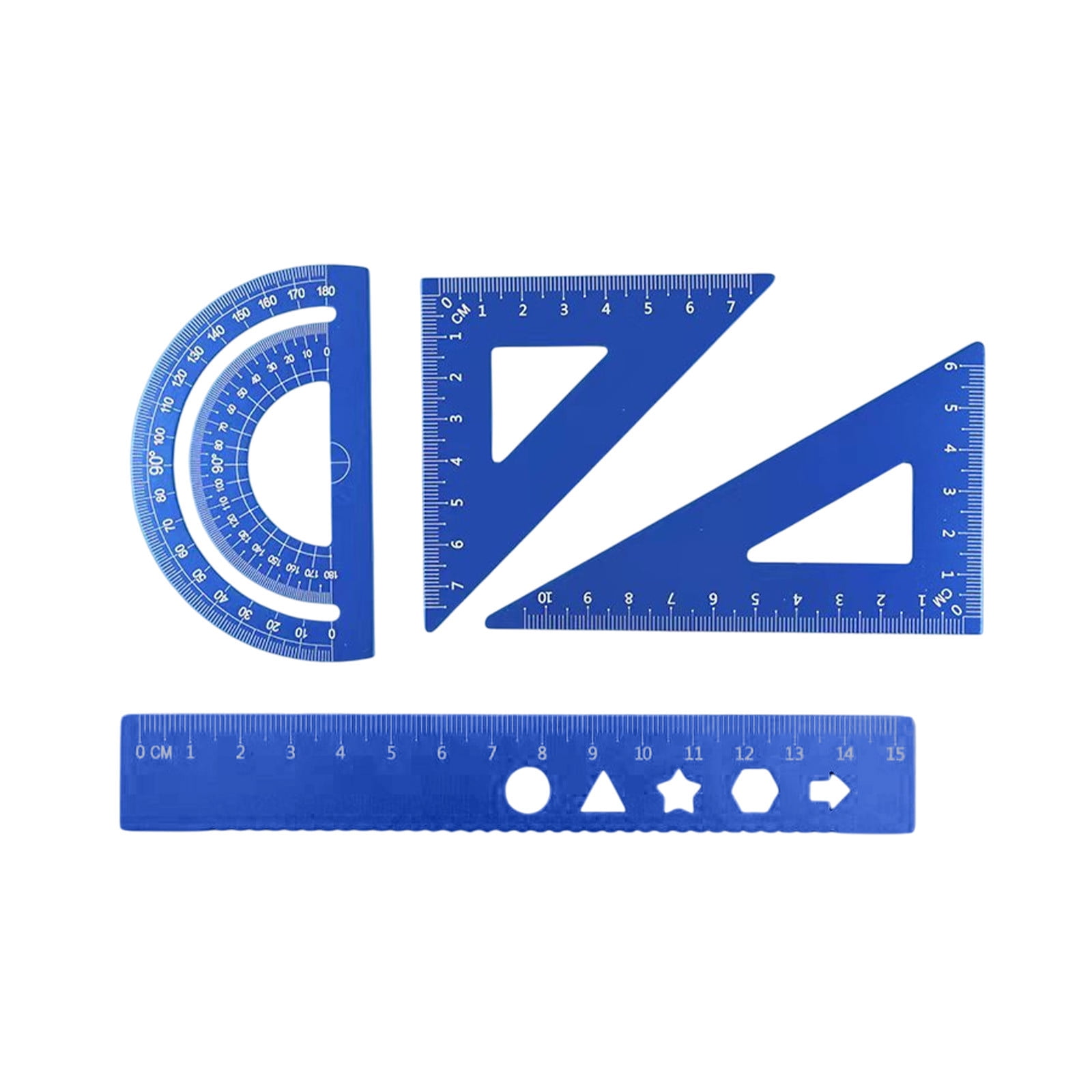 Blue Aluminum Alloy Ruler Set 4 Piece Multifunctional Drawing Ruler ...