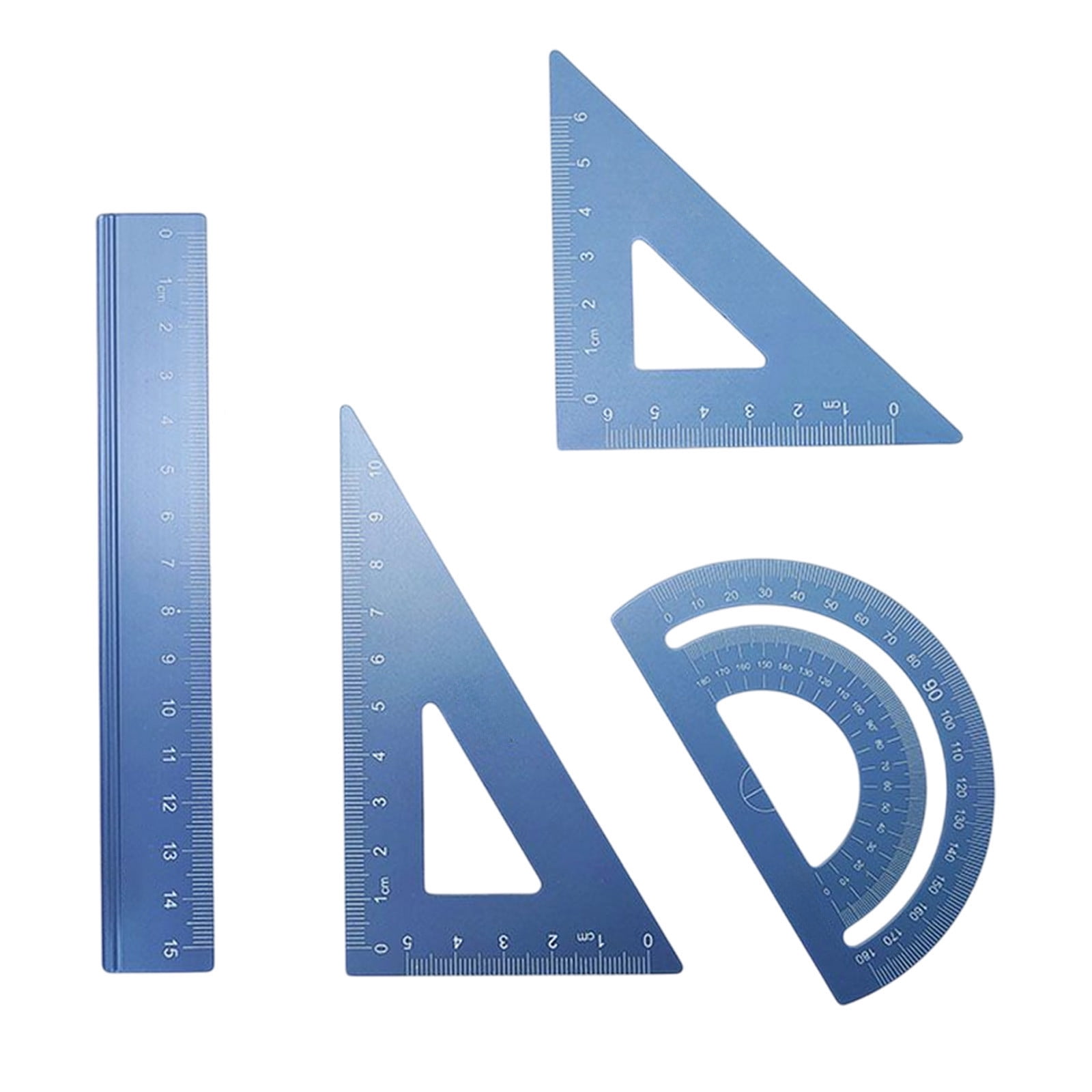 Blue Aluminum Alloy Ruler Set For Student Geometry Drawing Straight ...