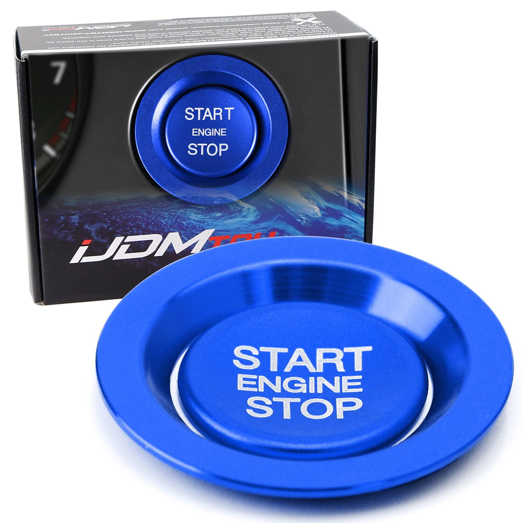 Blue Aluminum Keyless Engine Push Start Button & Surrounding Ring For ...