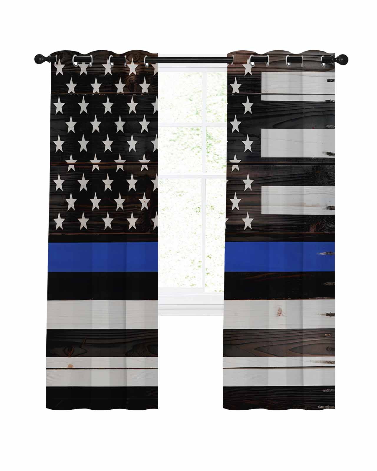 Blue American Flag Blackout Curtains 45 Inches Long for Bedroom,Black ...