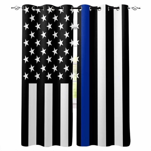 Blue American Flag Blackout Curtains 54 Inches Long, Black White ...