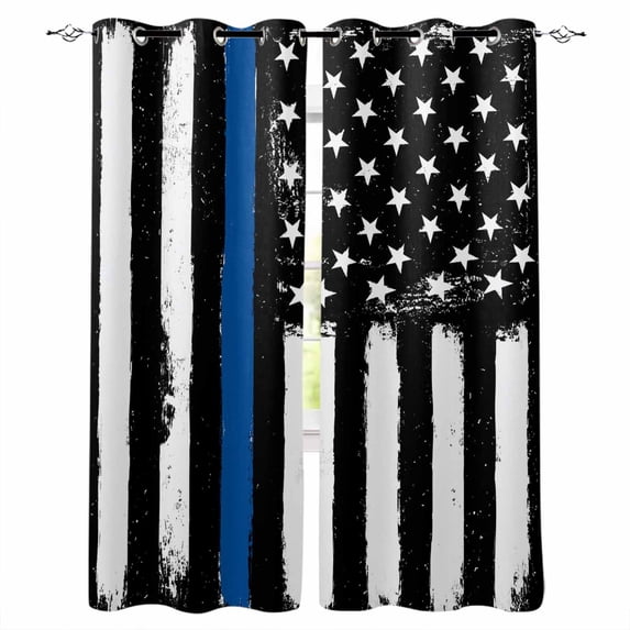 Blue American Flag Blackout Curtains 63 Inches Long for Bedroom, Black ...