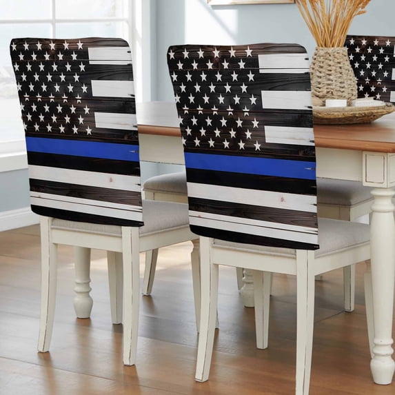 Blue American Flag Chair Back Covers, Black White Stripe US Flag Retro ...