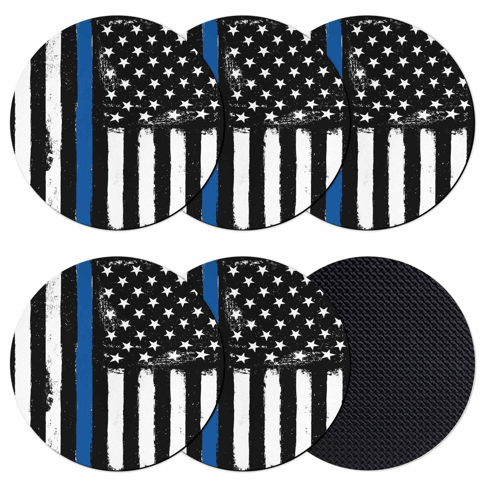 Blue American Flag Coasters Set of 6, Soft Absorbent Coasters for ...