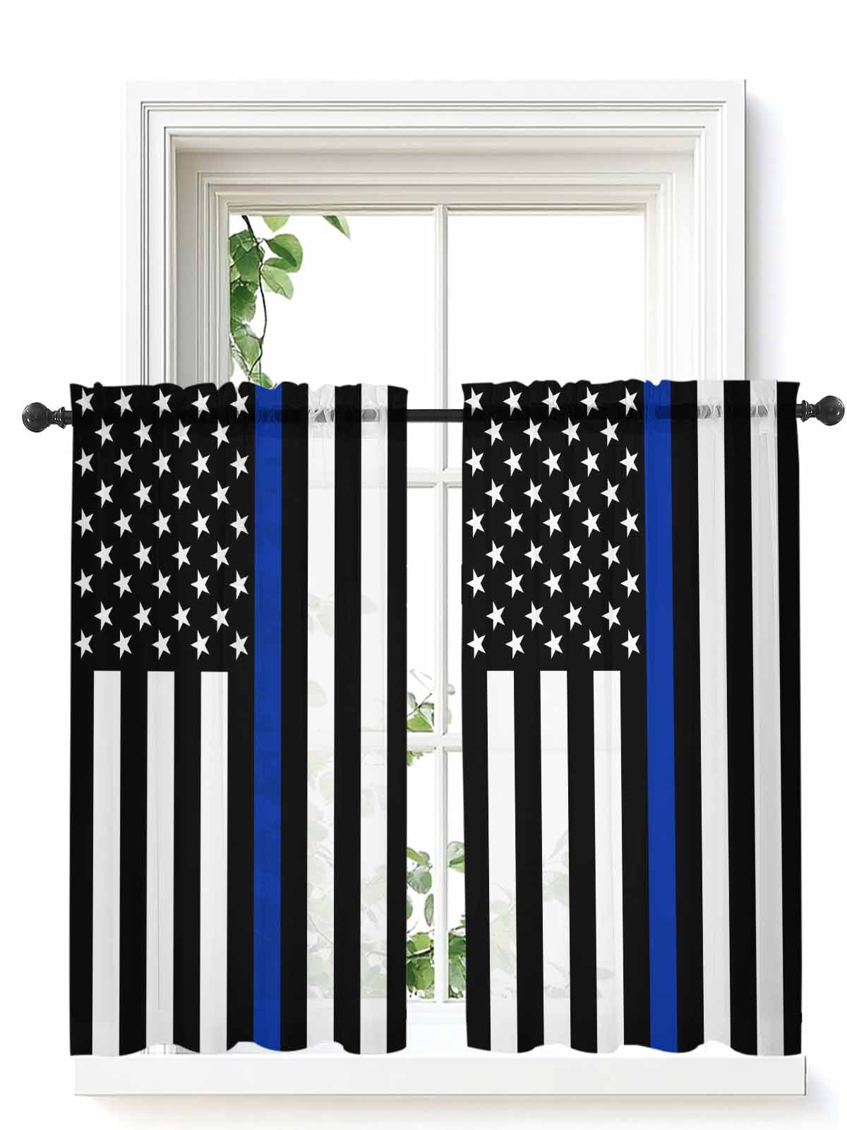 Blue American Flag Curtains 54 Inch Length, Sheer Curtains for Bedroom ...