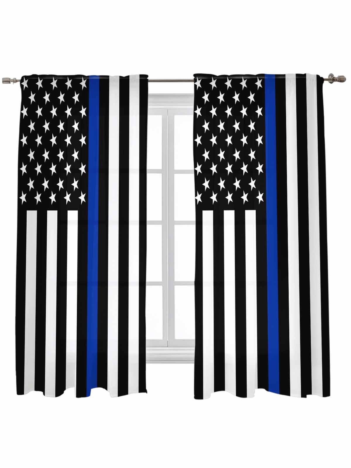 Blue American Flag Curtains 72 Inch Length, Sheer Curtains for Bedroom ...