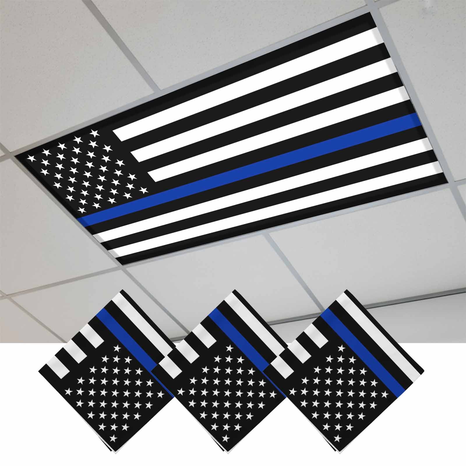 Blue American Flag Fluorescent Light Covers, Black White Striped US ...