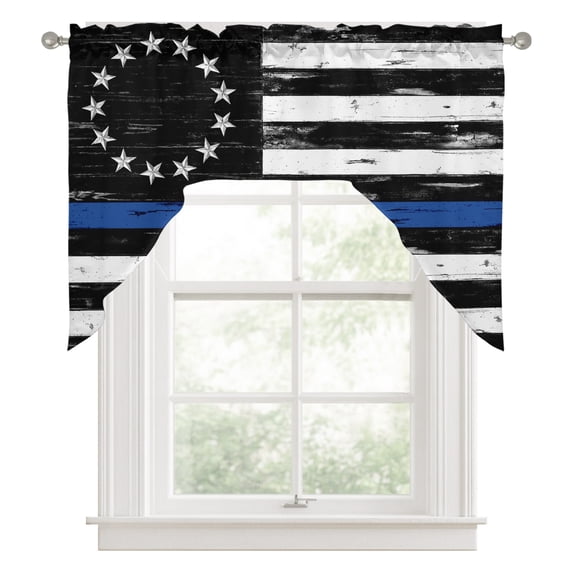 Blue American Flag Kitchen Curtains Swag Valance for Windows/Bathroom ...
