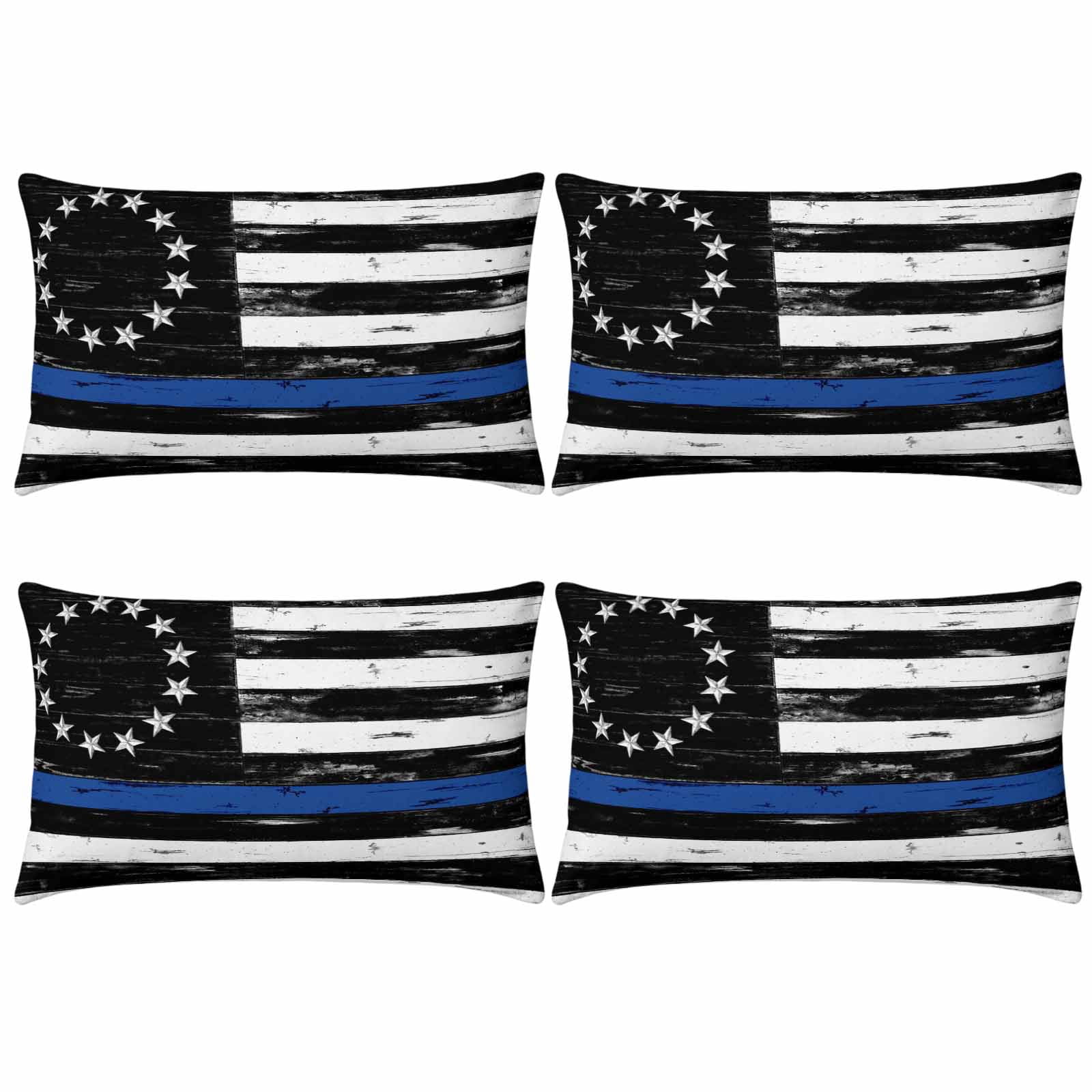 Blue American Flag Lumbar Pillow Covers 12 x 20 Inch Pillow Covers Set ...