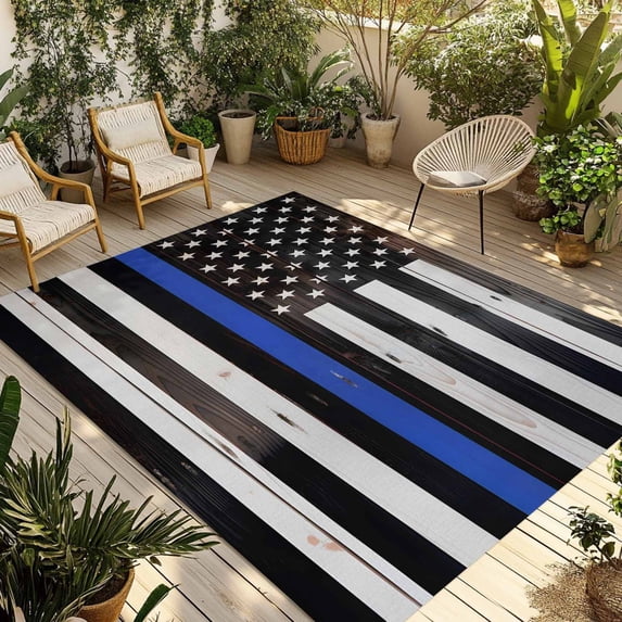 Blue American Flag Outdoor Rug 5x8 Ft - Reversible Patio Rug Outdoor ...