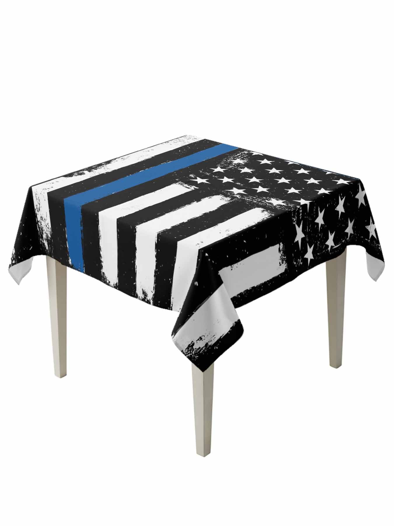 Blue American Flag Table Cloth, Black White Stars Stripe US Flag ...